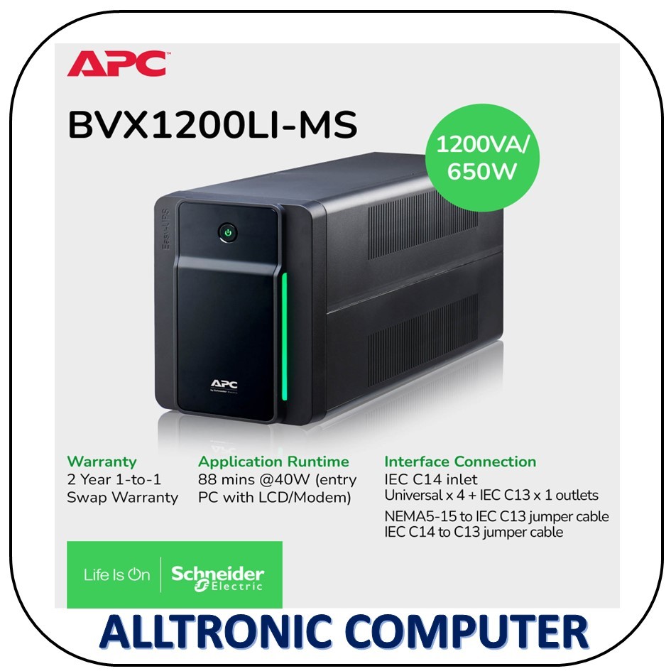 [ Get FREE ADP] APC BVX1200LI-MS 1200VA 650W Back UP UPS 230V AVR ...