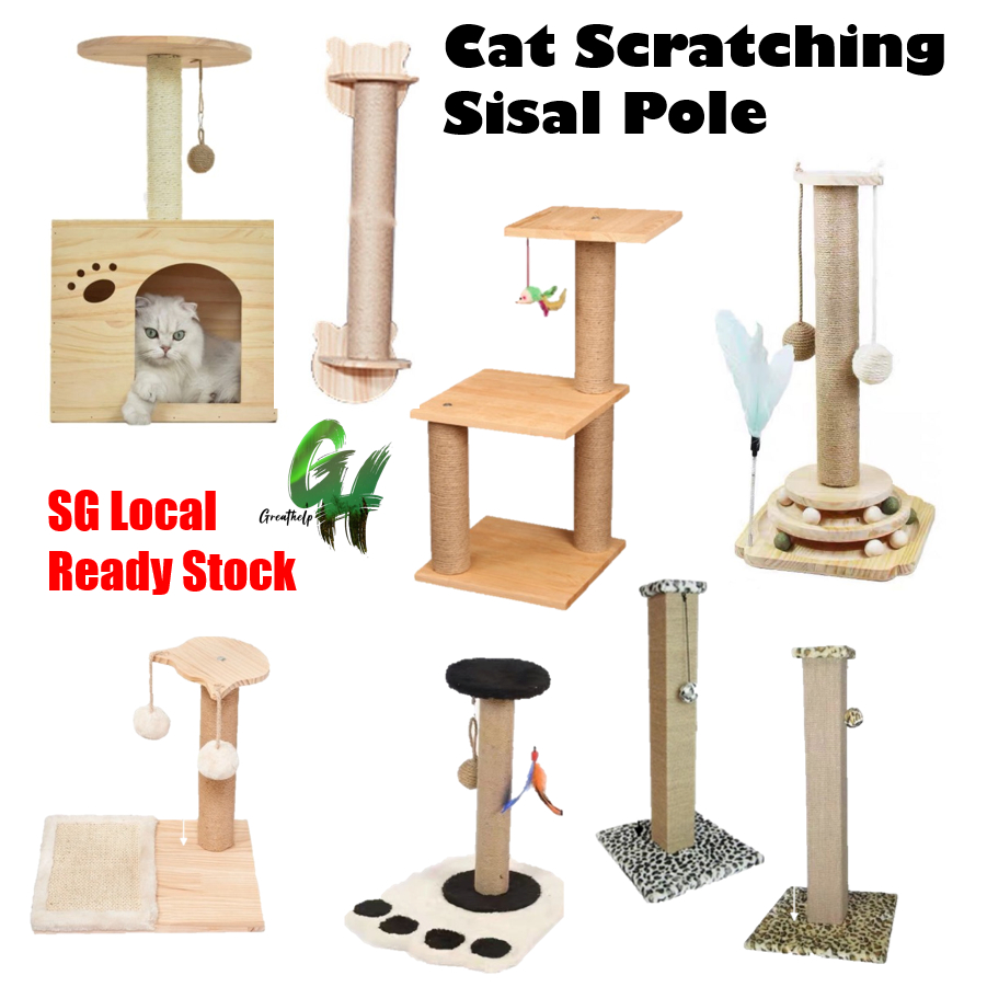 Cat Scratcher Post/Scratching Pole/Cat Condo/Cat Kitten Wooden Sisal ...