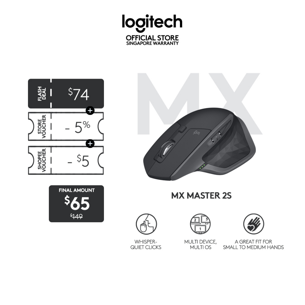 Logitech MX Master 2S Multi-Device Wireless Bluetooth Mouse For Power ...
