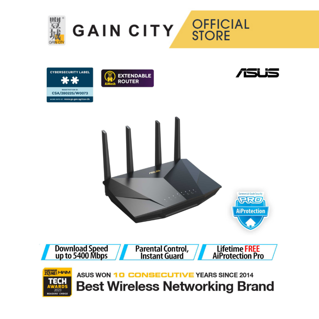 Asus Ax5400 Dual Band Wifi 6 802.11ax Router Mu-mimo (574 + 4804mbps) Rt-ax5400 Comp. Aimesh ...