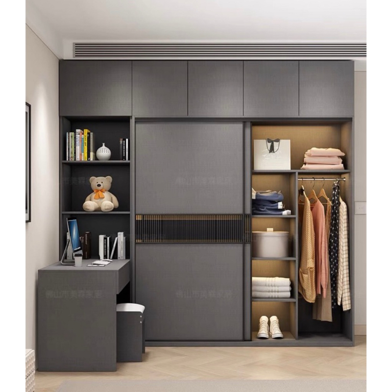 Wardrobe and desk integrated simple modern home small apartment light ...