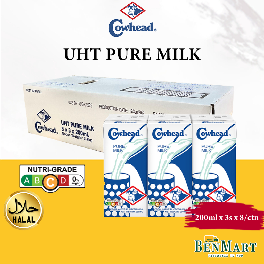 NEW STRAW [BenMart Dry] Cowhead UHT Pure Milk 200ml Carton Deal - Halal ...