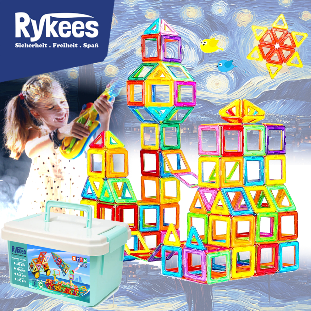 212pcs/192/134/104/ 3D Magnetic Tiles Building Blocks Construction Toys ...
