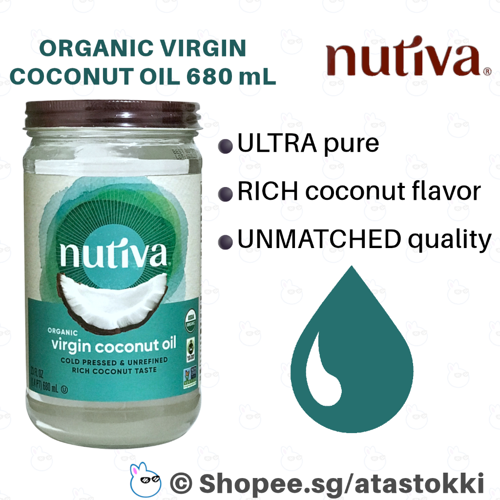 Nutiva organic virgin coconut oil – cold pressed pure unrefined VCO cooking pulling body skin ...
