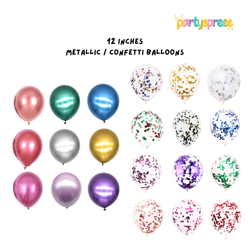 Latex Metallic / Confetti Balloons (12inches) | Shopee Singapore