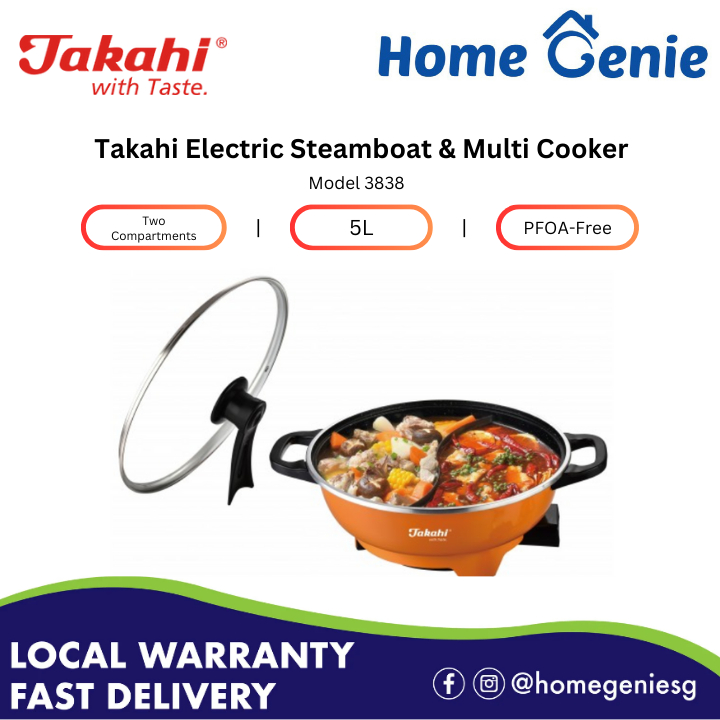 Takahi 3838 Electric Steamboat & Multi-Cooker 5L Two Compartments PFOA ...