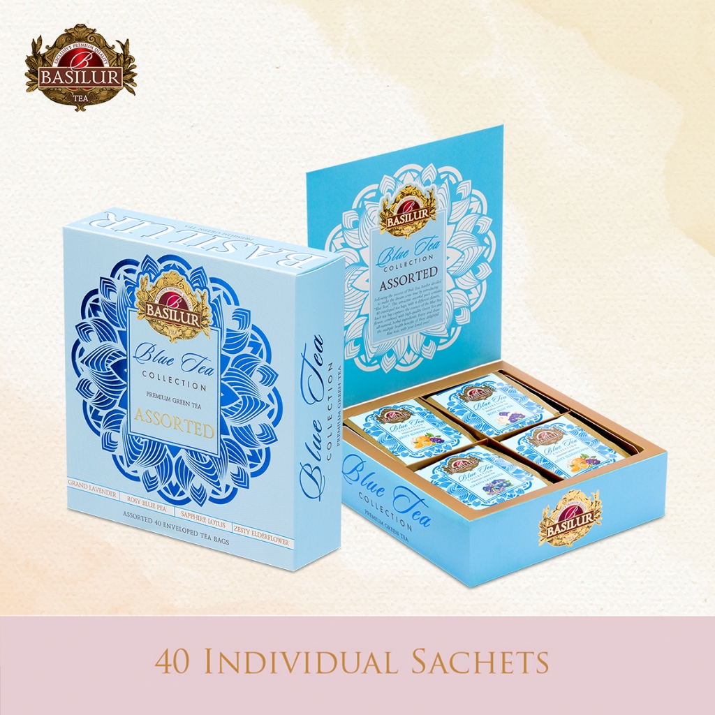 Basilur Tea Blue Tea Collection - Assorted Ceylon Green Tea Gift Box ...