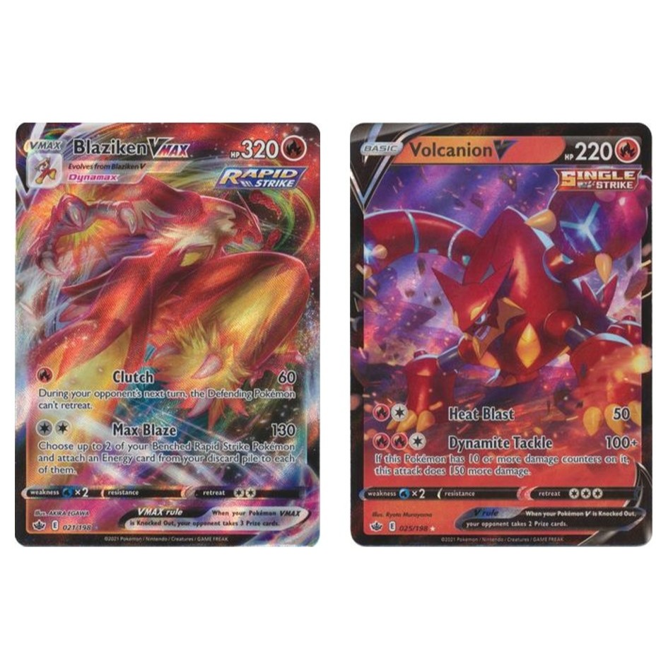 English Pokemon Card Blaziken VMAX - 021/198 /Volcanion V - 025/198 ...