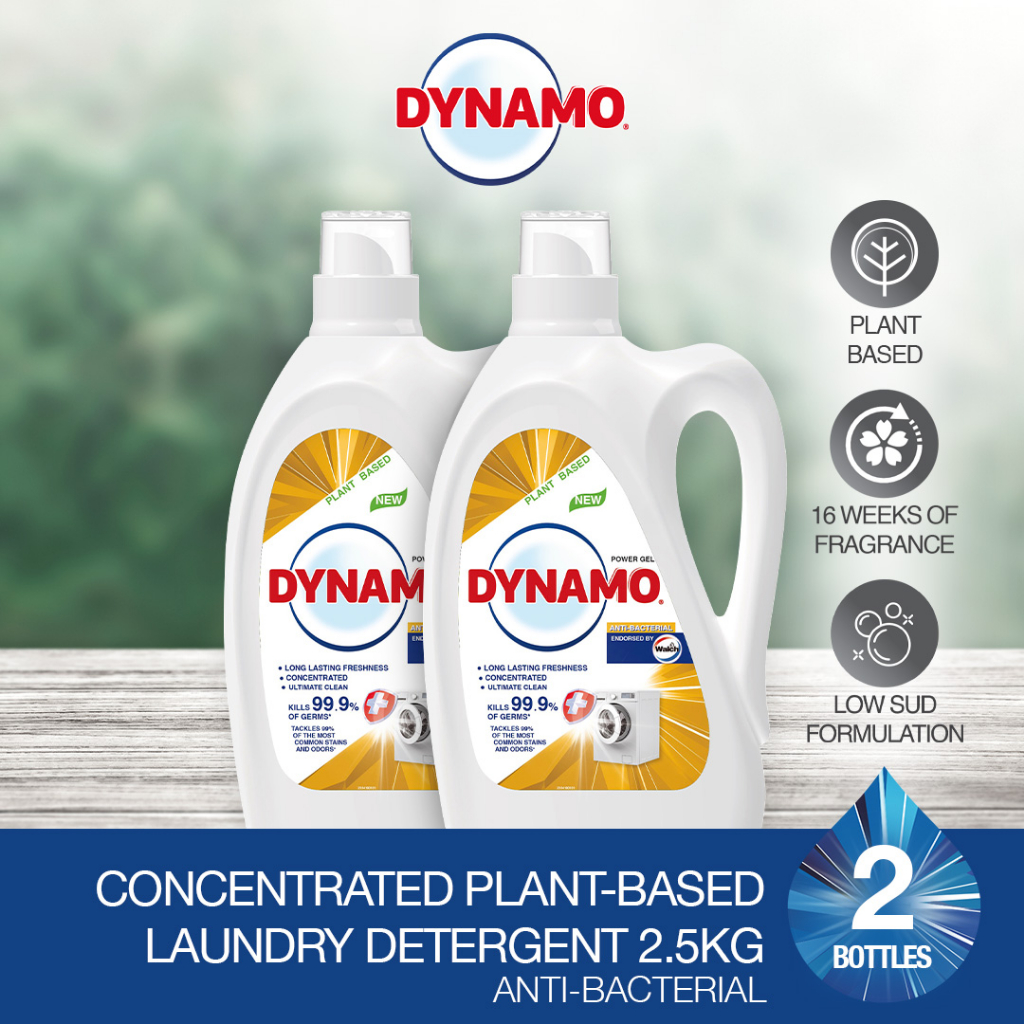DYNAMO Plant Based Laundry Liquid Detergent 2.5kg/2.7kg x 2 Bottles ...