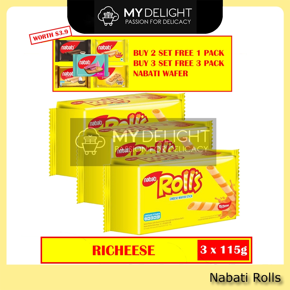 (3 Packs) NABATI Rolls Cheese Wafer Stick Richeese Ahh Julie's Love ...