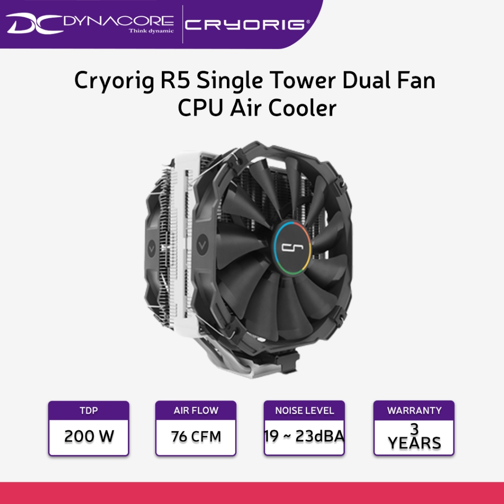Cryorig R5 Single Tower Dual Fan CPU Air Cooler with 2 x XF140 Fans ...