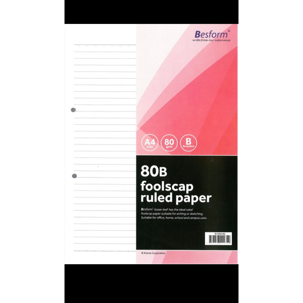 Besform Foolscap Ruled Paper 80B/ A4 80gsm/ Broadline (80 Sheets) by ...