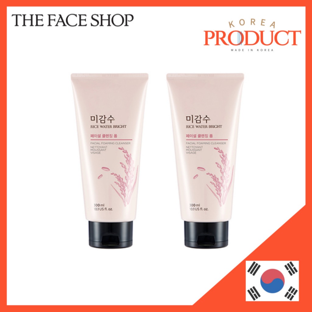 THE FACE SHOP Rice Water Bright Cleansing Foam 300ml x 2packs | Shopee ...