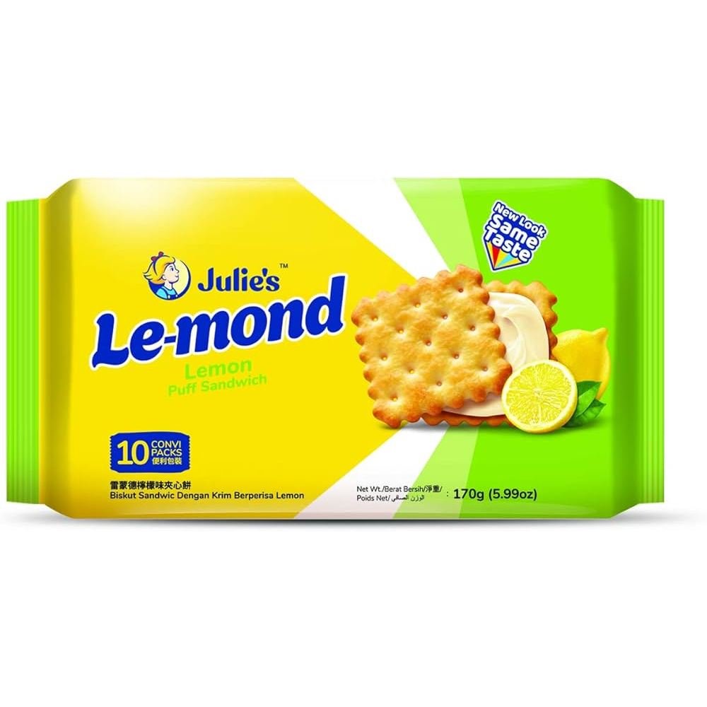Julies Lemond Lemon Flavoured Cream Puff Sandwich (10 x 17g) | Shopee ...