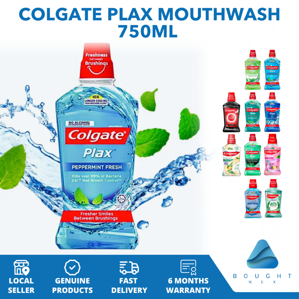 Colgate Plax Mouthwash 500ml/750ml - Fresh Breath, Healthy Gums, Daily ...