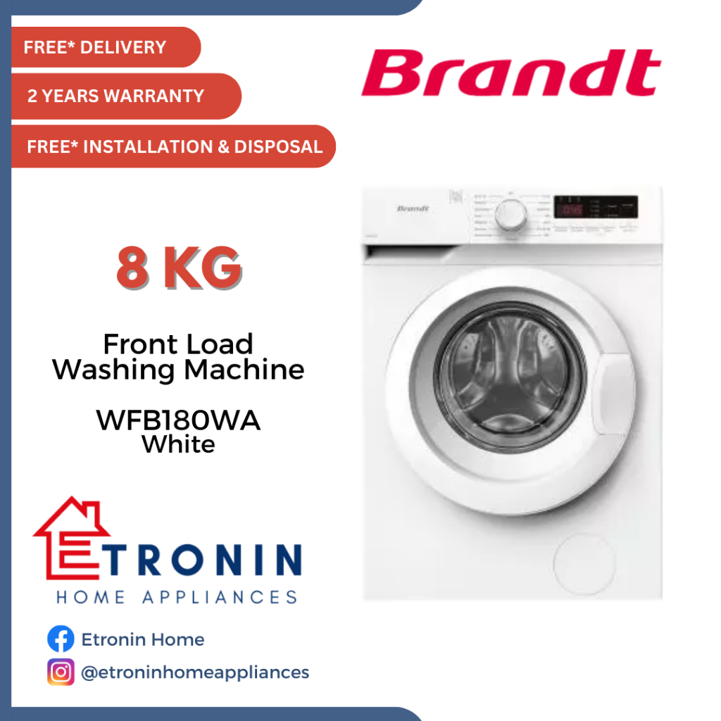 Brandt 8kg Front Load Washing Machine WFB180WA | Shopee Singapore