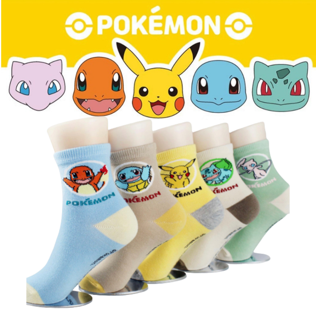 [Pokemon] Made in Korea 5Pairs 3-12Y Kids Socks Cotton Pokemon Socks ...