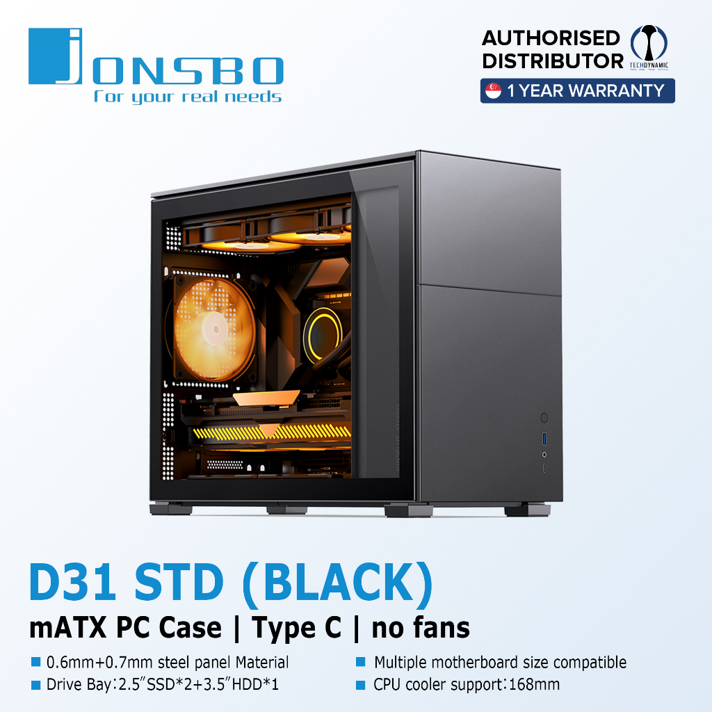 JONSBO D31 MESH / D31 STD MATX Case Type C, No fans [2 Color Options] | Shopee Singapore