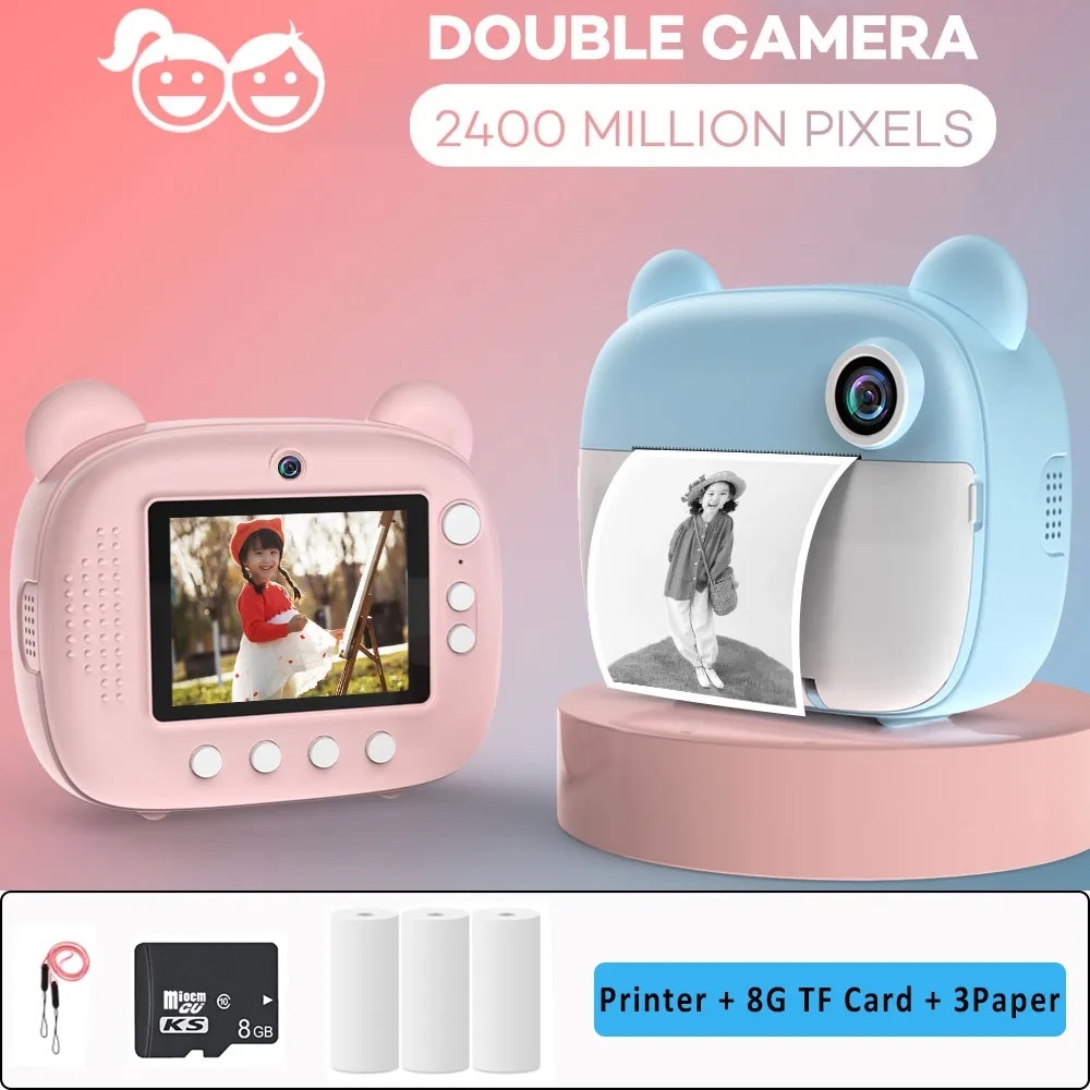 Children Print Camera with 32GB TF Card Thermal Printer Kid Digital ...