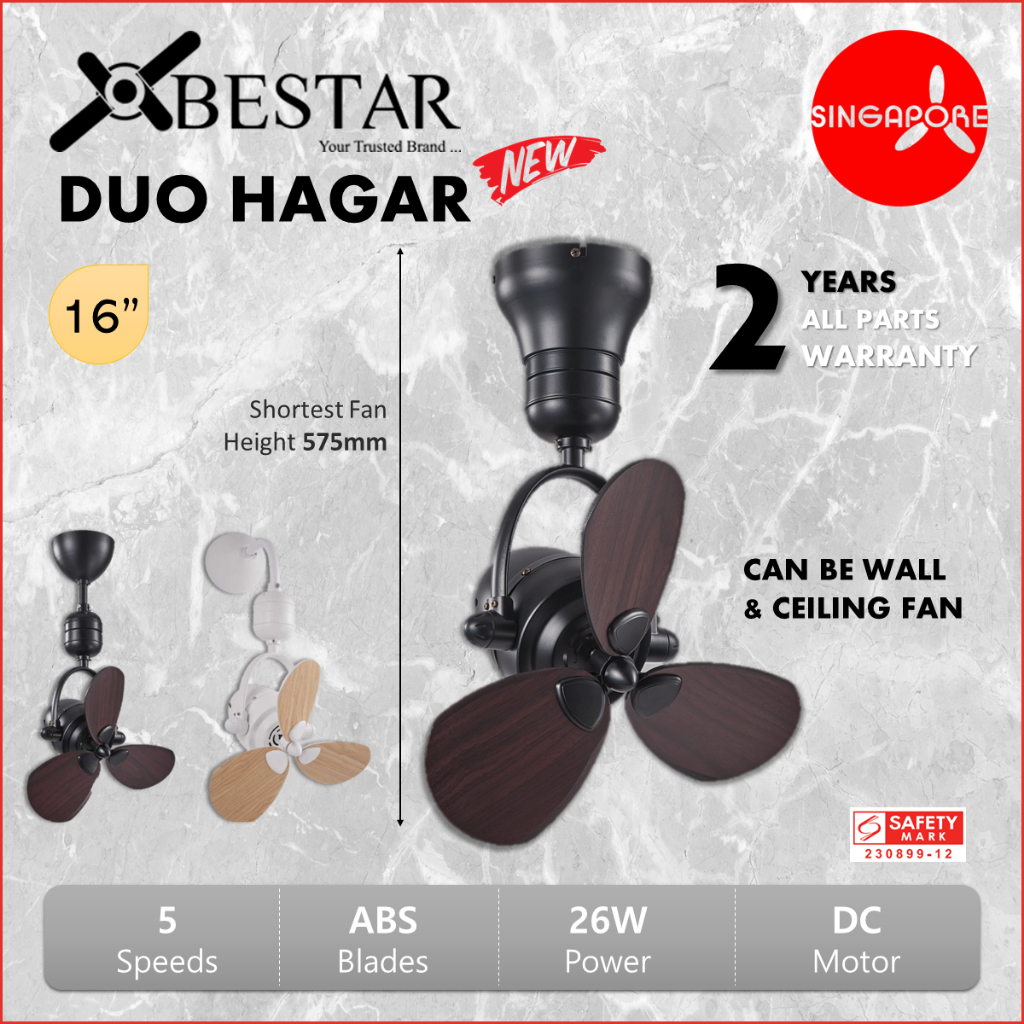 BESTAR Duo Hagar Corner Fan Ceiling Fan Wall Fan 16Inch DC Motor ...