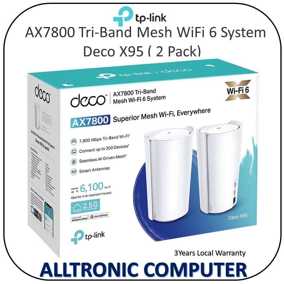 TP-Link DECO X95 2-Pack AX7800 Whole Home MESH WI-FI 6 System / AX7800 ...