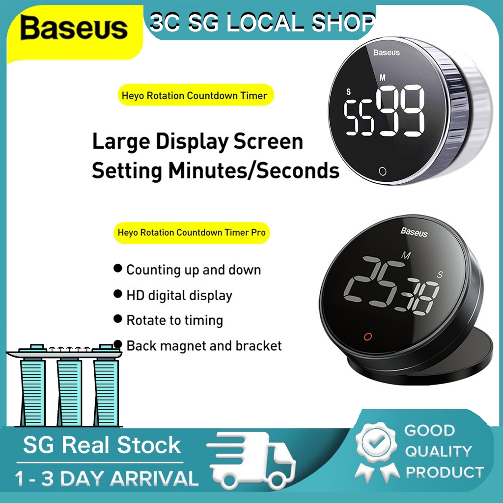 【sg Stock】baseus Magnetic Timer Digital Timer Manual Countdown Alarm