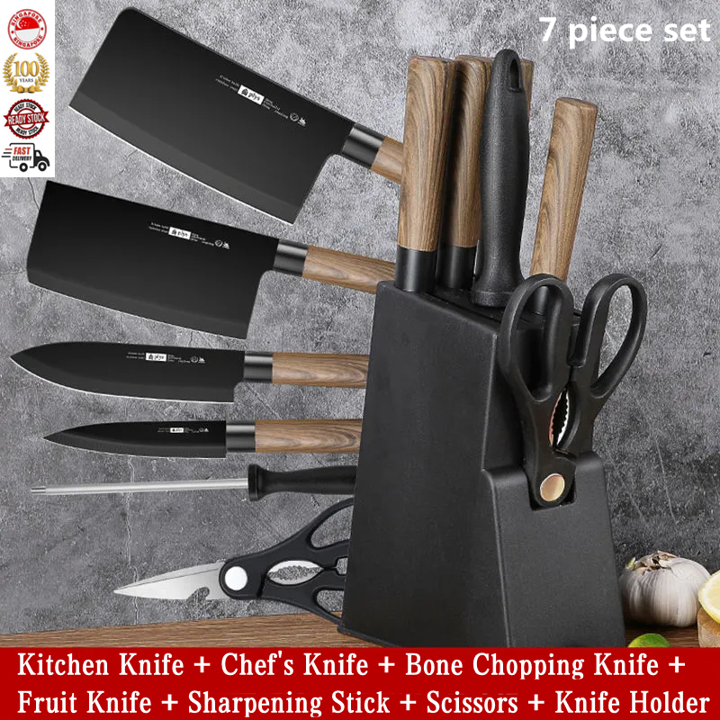 ☀SG Stock 7-piece set Stainless steel Kitchen knife set/Slicing knife ...