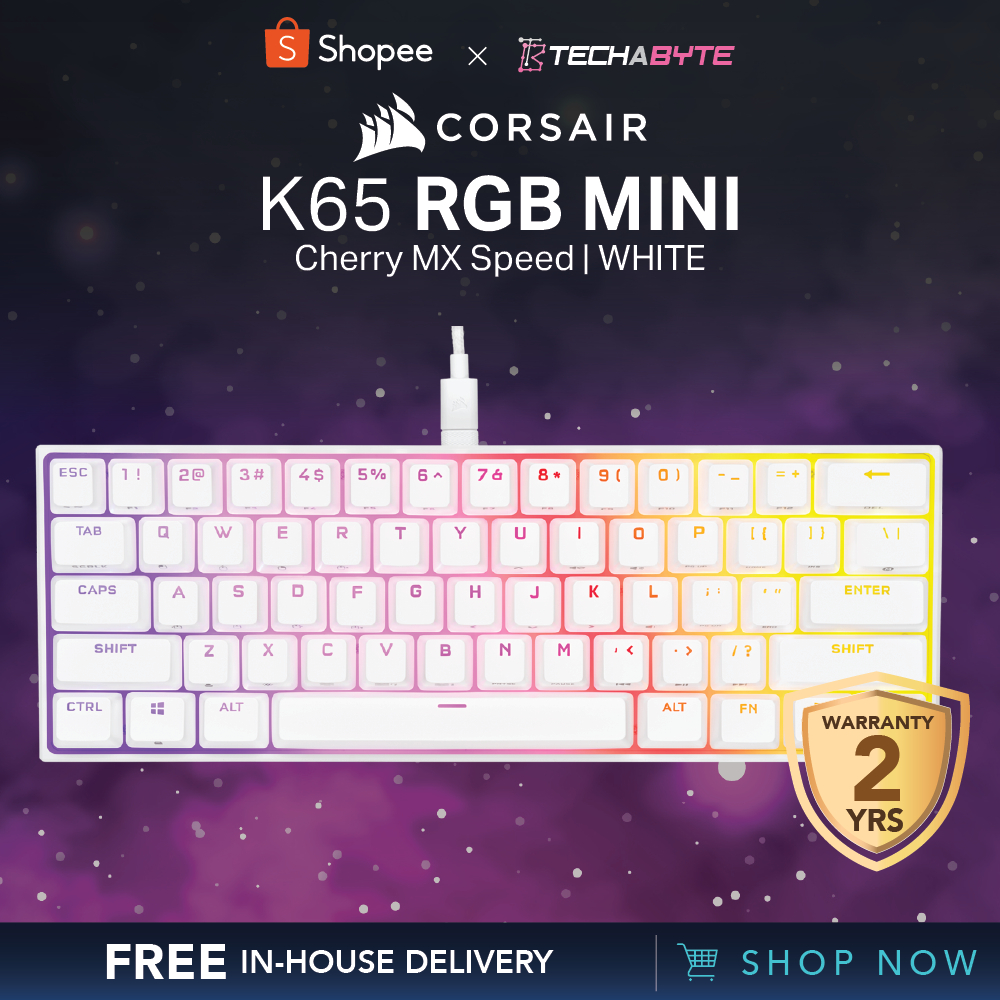 Corsair K65 RGB MINI 60% Mechanical Gaming Keyboard - White | Shopee ...