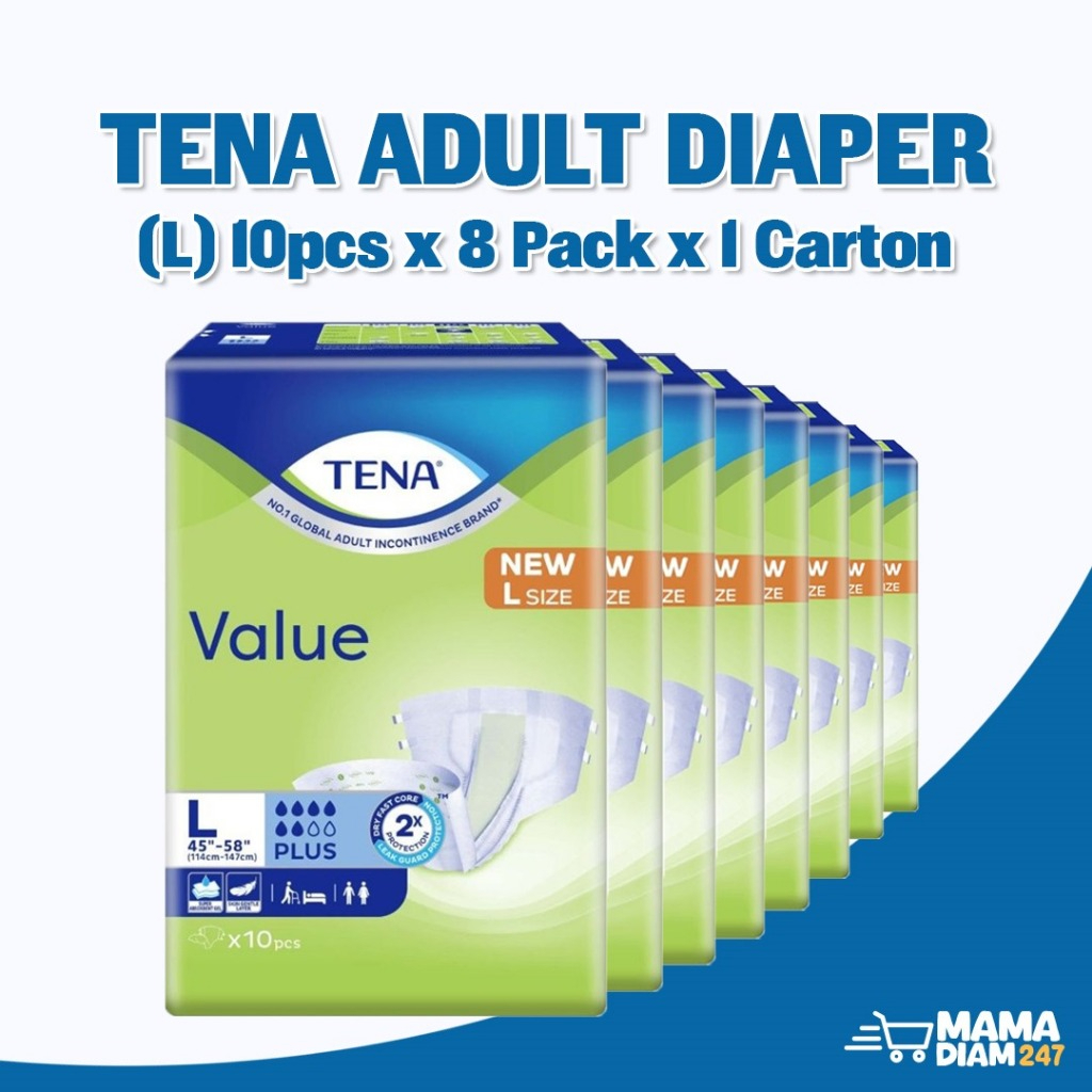 TENA Value Adult Diapers L 10pcs, Carton of 8 | Shopee Singapore