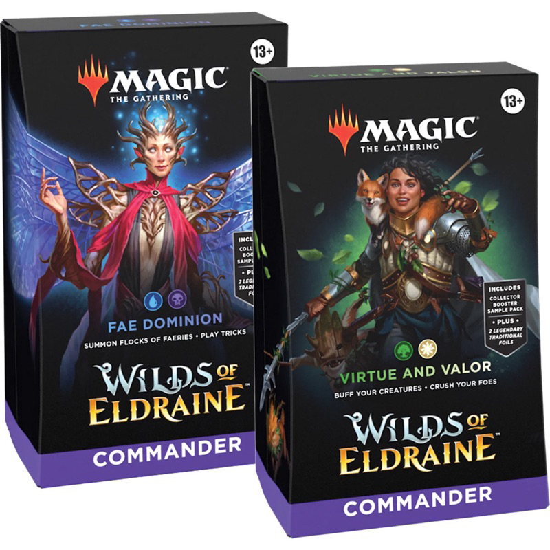 Magic the gathering - Wilds of Eldraine Commander Decks Mtg, Fae Dominion, Virtue and Valor ...