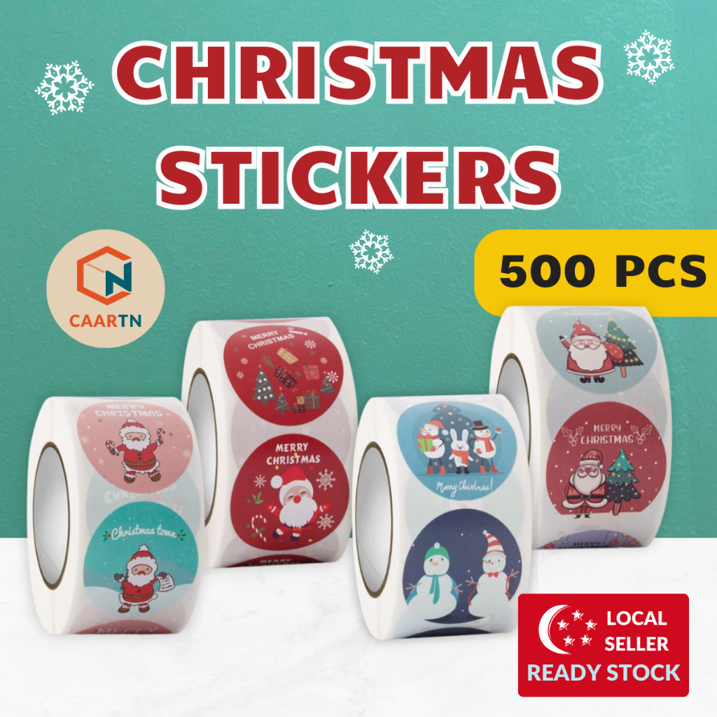 (500pcs) 3.8cm Christmas Sticker | Sticker Present | Christmas Label ...