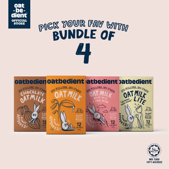 [Bundle of 4] Oatbedient Oat Milk Series (12 x 25g/ 28g/ 35g) | Shopee ...