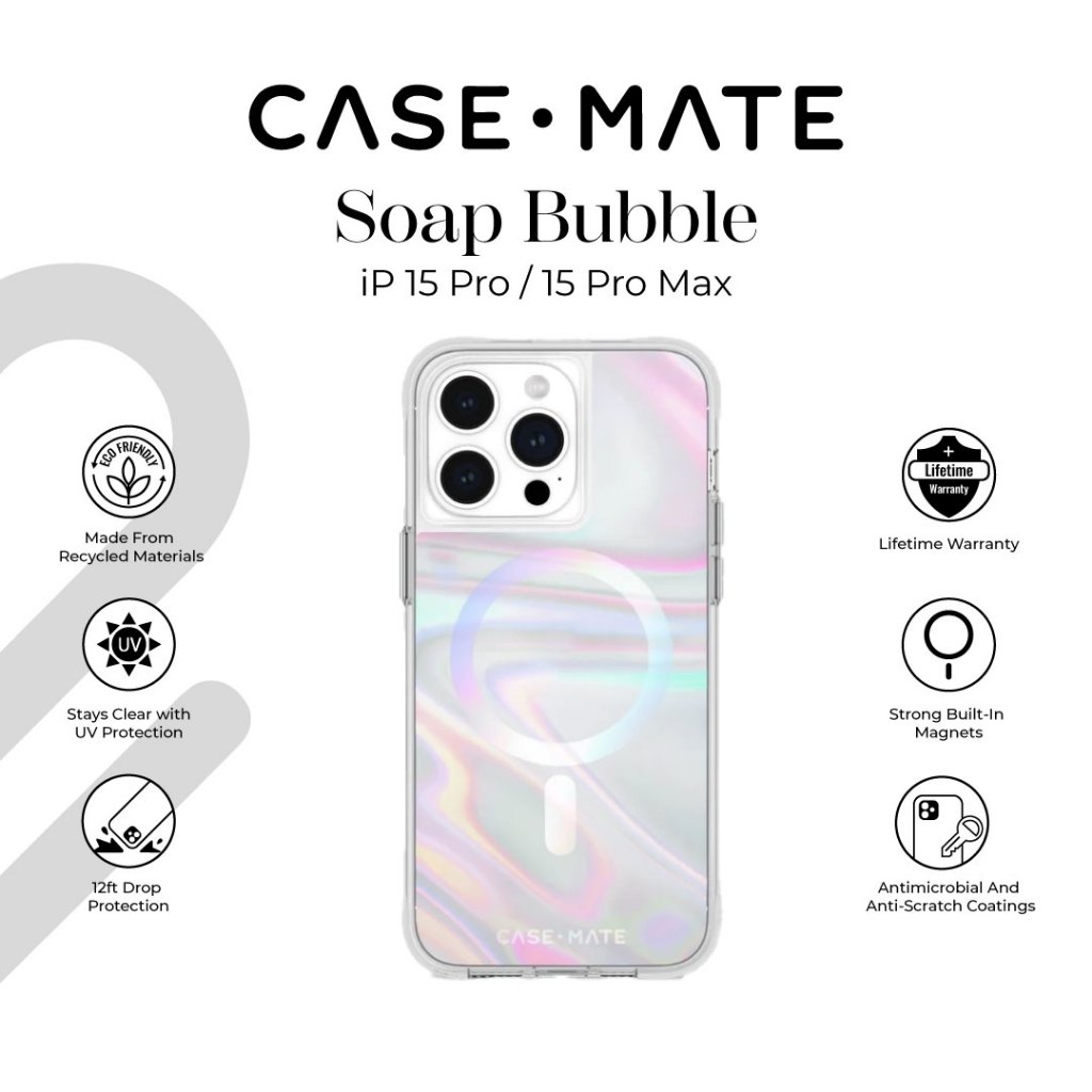 Case-Mate iP 15 Pro / 15 Pro Max Soap Bubble MagaaSafe Case | Shopee ...