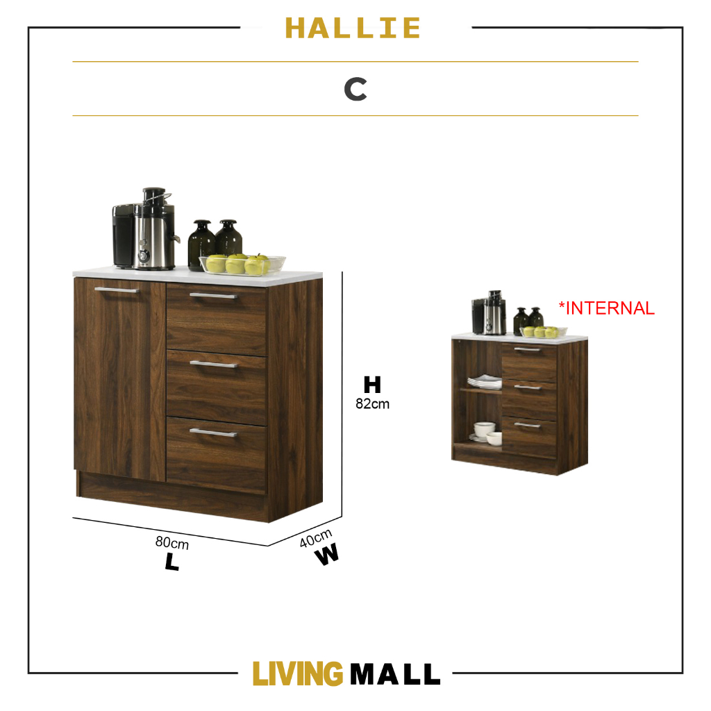 Living Mall Hallie Series Modular Kitchen Cabinet Melamine Panel Top ...