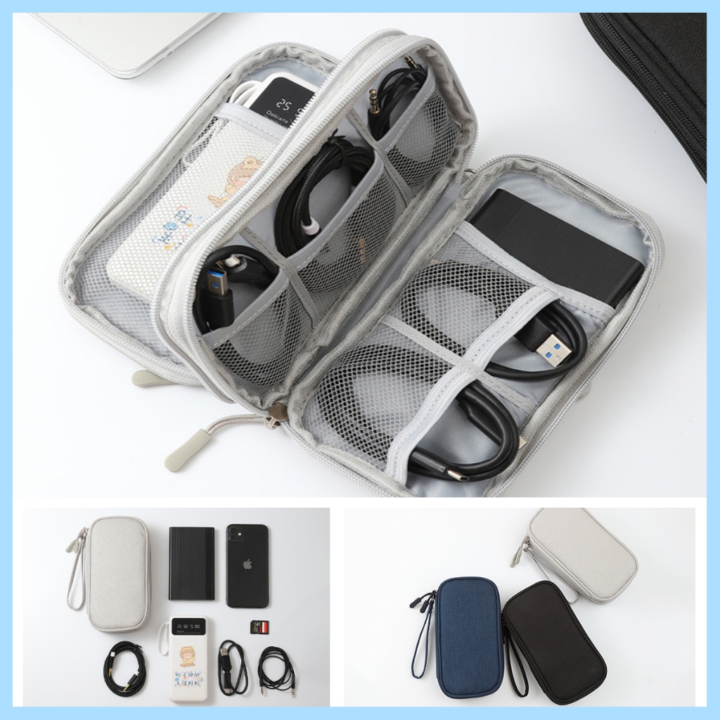 [SG] Travel Gadget Pouch/ Double Layer Mobile Accessories Pouch ...