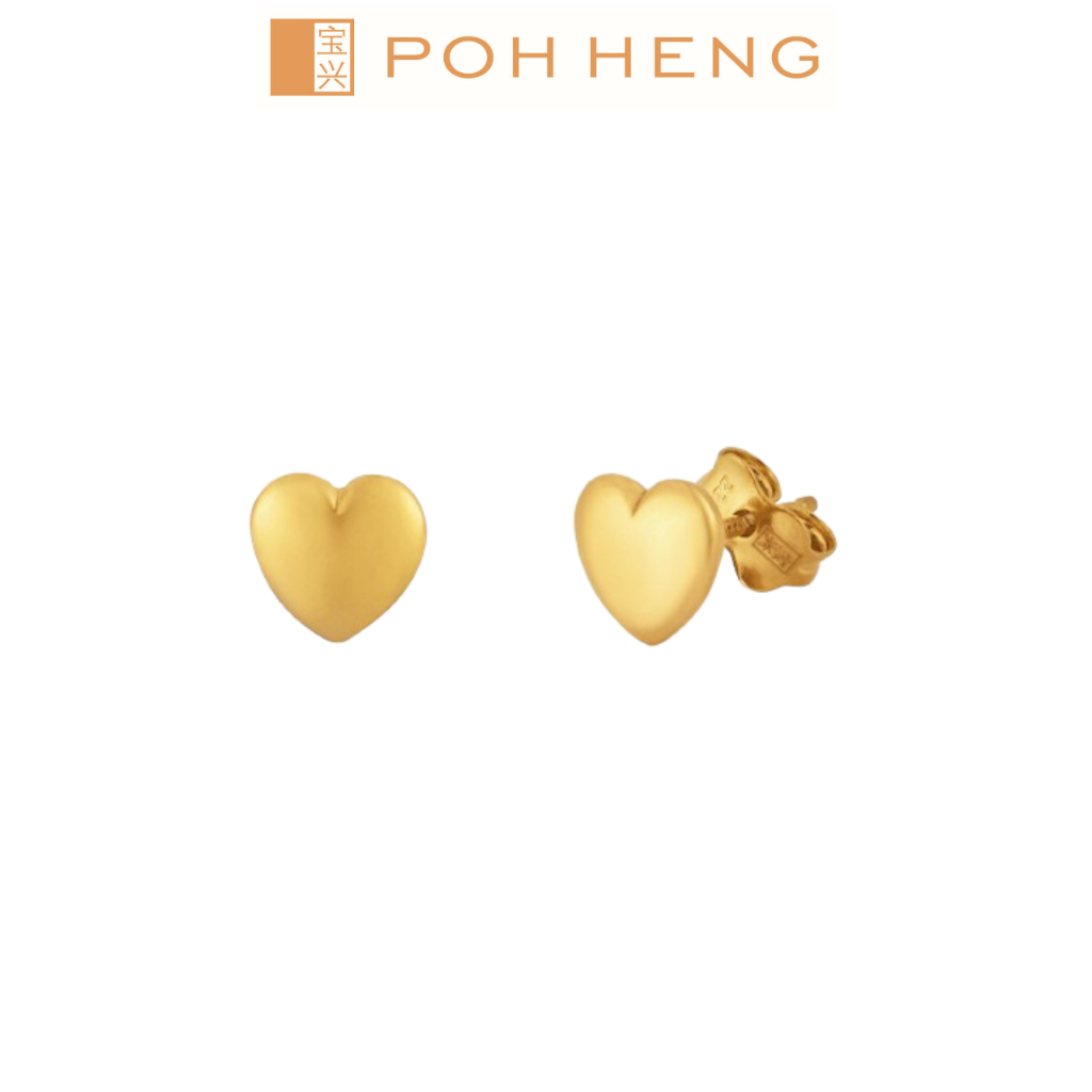 POH HENG Jewellery 22K Hearts Earrings in Yellow Gold [Price By Weight ...