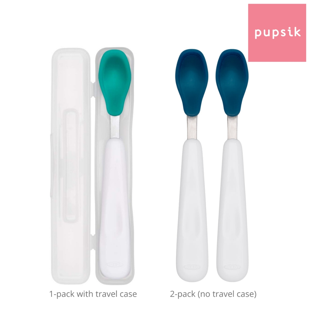 OXO Tot Feeding Spoon with Soft Silicone (1pk with case) | Shopee Singapore