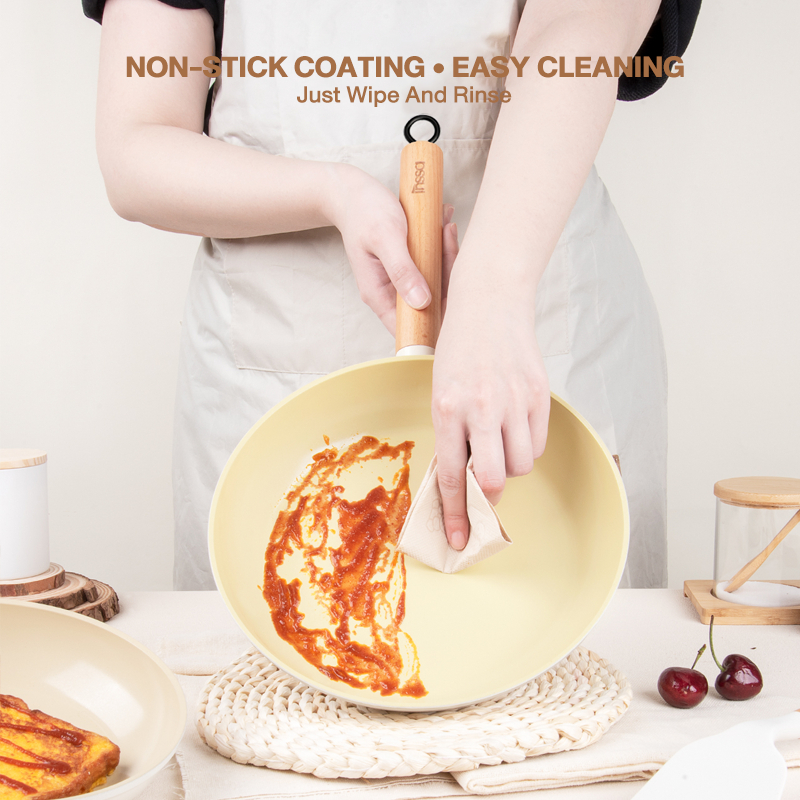 Inssa 18/24cm Frying Pan 410 Stainless Steel Ceramic Coating PFOA Free ...