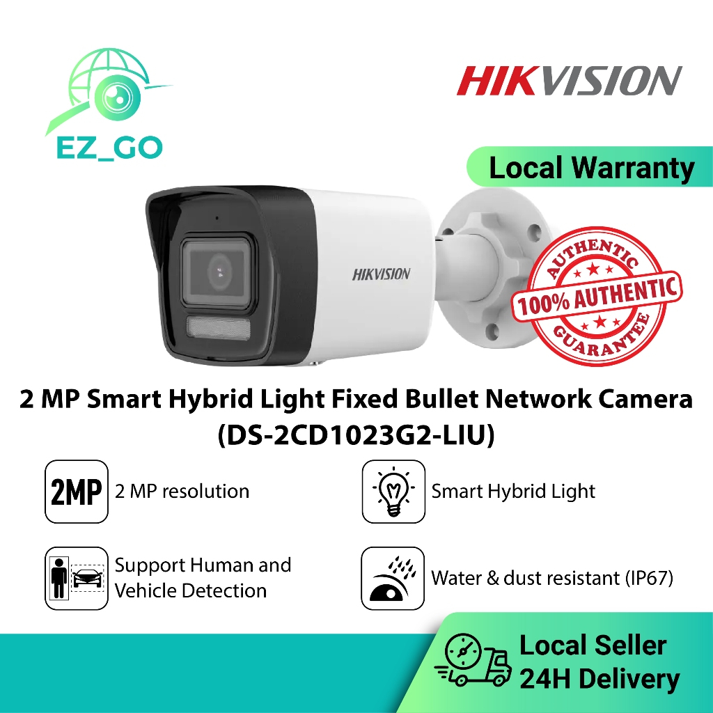 [Authentic] HIKVISION 2MP Fixed Bullet Network POE CCTV DS-2CD1023G2-LIU/ DS-2CD1023G0E-I(L ...