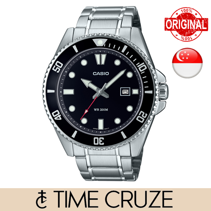 [Time Cruze] Casio MDV-107 Duro Stainless Steel Black Dial 200M Men ...