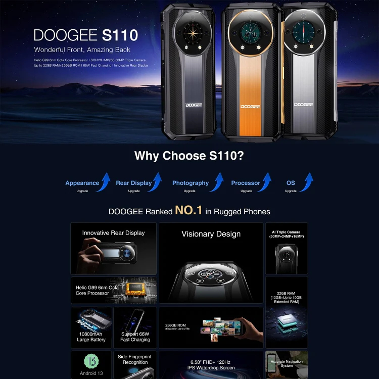 DOOGEE S110 Rugged Phone Night Vision Camera 12GB+256GB | Shopee Singapore