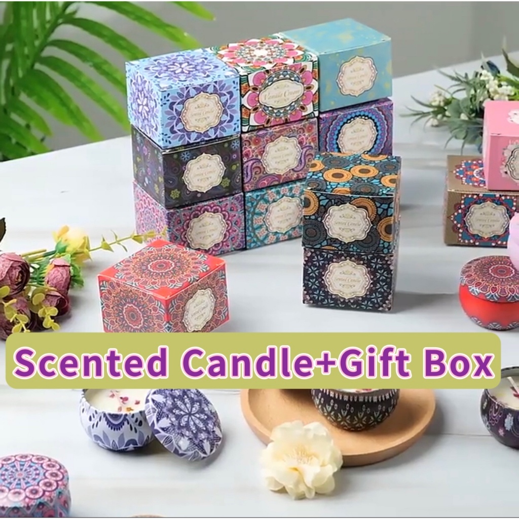 🔥[SG STOCK FAST DELIVERY]🔥Scented Candle With Gift Box Dry Flower ...