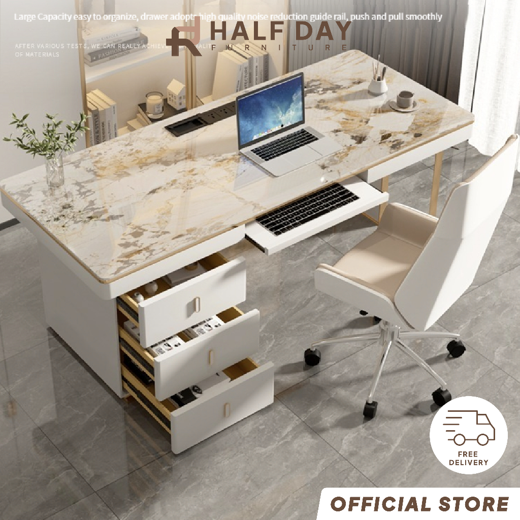 Halfday - Light luxury Granite Desk, Modern and Simple Computer Table ...