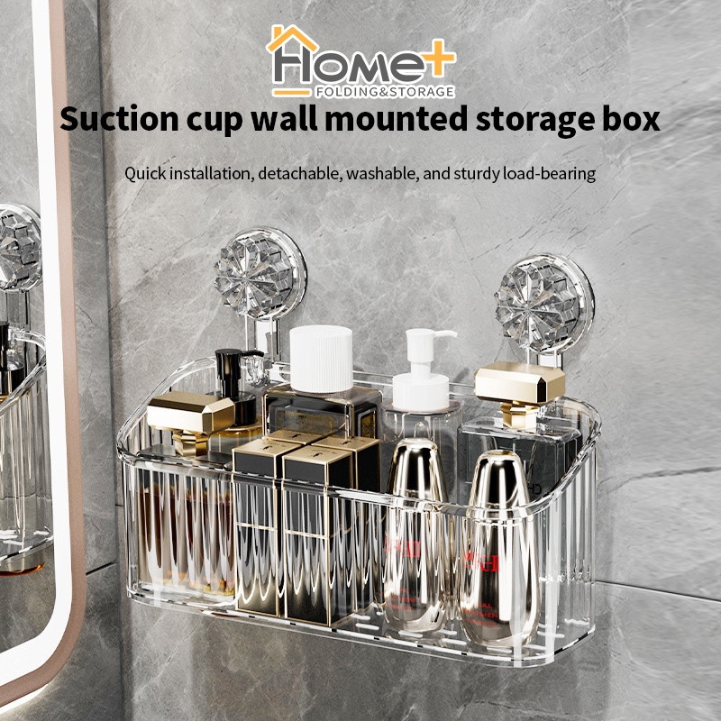 (HOME+) Luxury Bathroom Suction Cup Storage Rack | Shopee Singapore