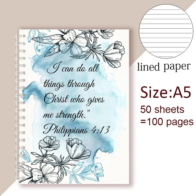 Spiral Notebook Christian Bible Verse Note Book - Philippians 4:13 - I ...