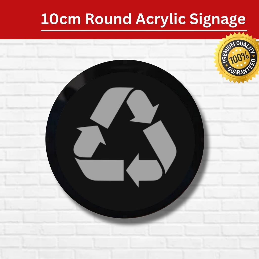 Recycle Logo Signage - 10 cm Diameter Signage with Double sided tape ...