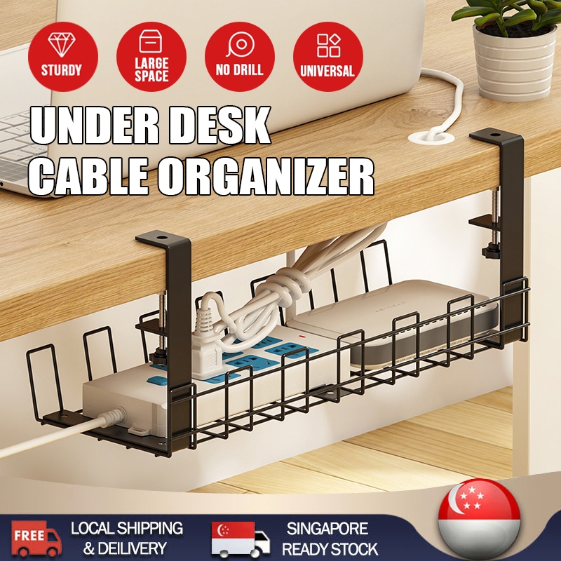 【READY STOCK】Under Desk Cable Management Power Strip Holder Tray No ...