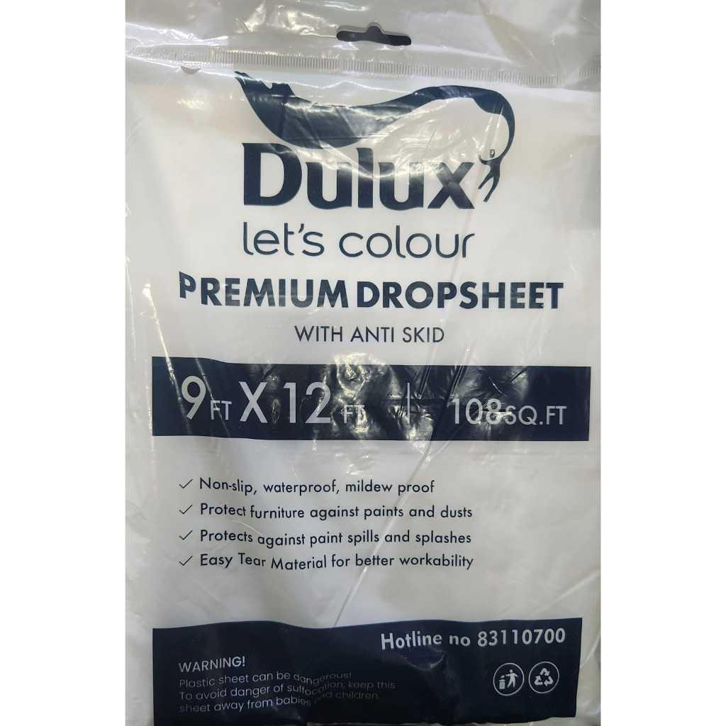 Dulux/Nippon Brand Premium Plastic Drop Cloth 9ft x 12 ft (108 sq ft ...