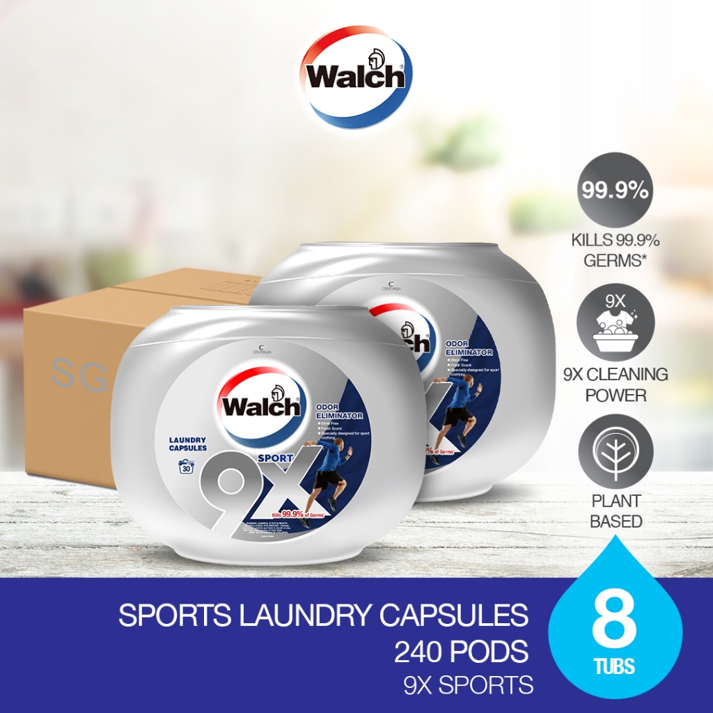 Walch® 9X Sports Laundry Capsule 30 Pods x 8 Tubs | Shopee Singapore