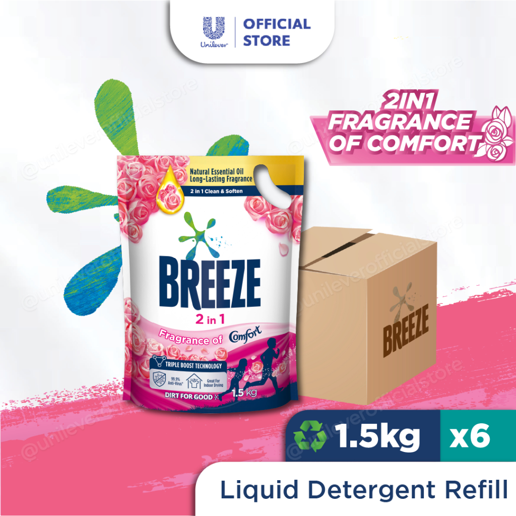 [Bundle of 6 Refill] Breeze Liquid Detergent Refill 1.5kg Carton Deal ...
